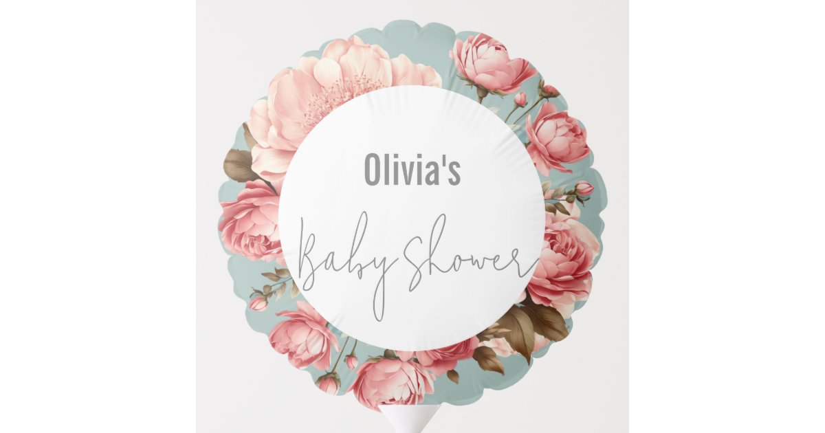 Baby in Bloom Elegant Flower Pink Baby Shower Balloon | Zazzle