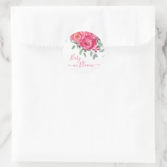 Baby in Bloom Floral Baby Shower Classic Round Sticker | Zazzle