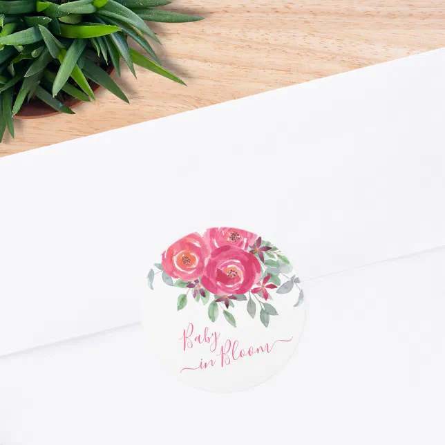 Baby in Bloom Floral Baby Shower Classic Round Sticker | Zazzle
