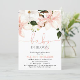 Baby in Bloom floral lilies girl baby shower Invitation | Zazzle