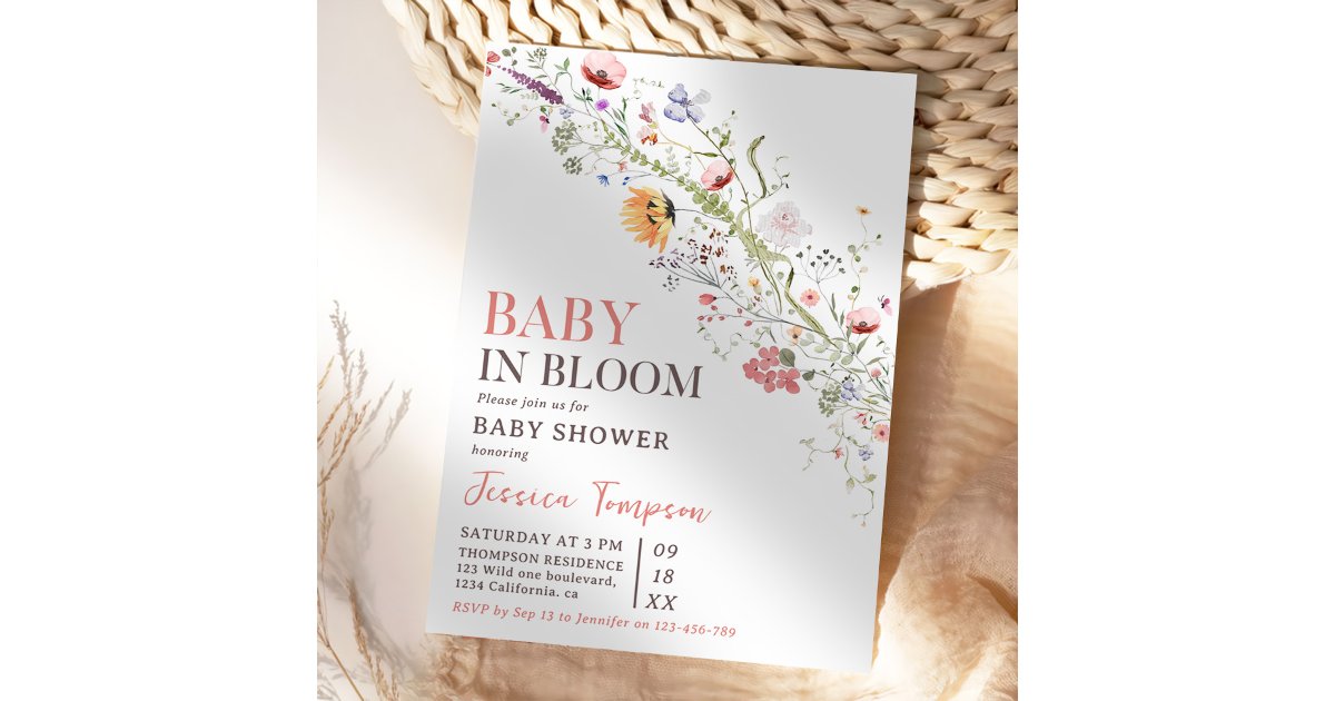 Baby In Bloom Floral Spring Baby Shower Invitation | Zazzle