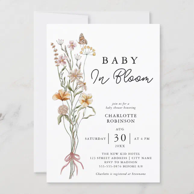 Baby In Bloom Floral Spring Baby Shower Invitation | Zazzle