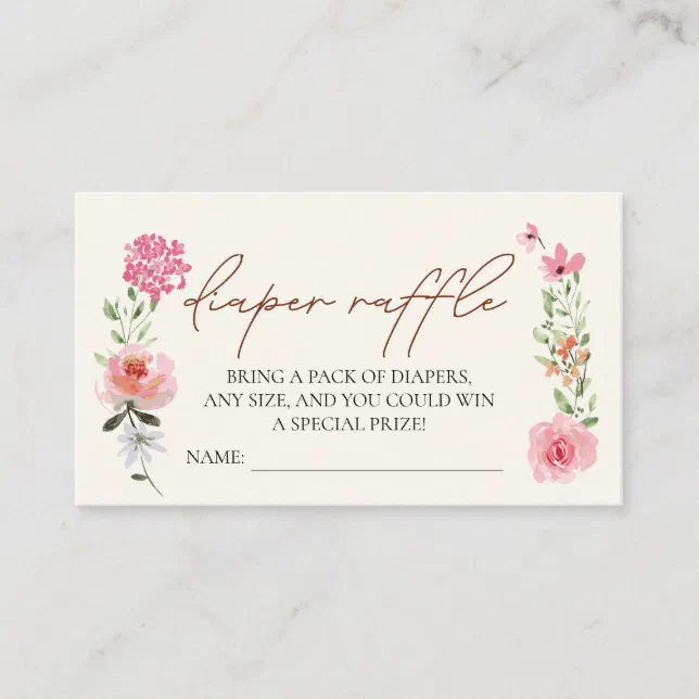 Baby in bloom Flower Baby shower diaper raffle Enclosure Card | Zazzle