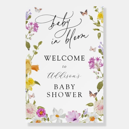 Baby in Bloom Flower Baby Shower Welcome Sign | Zazzle