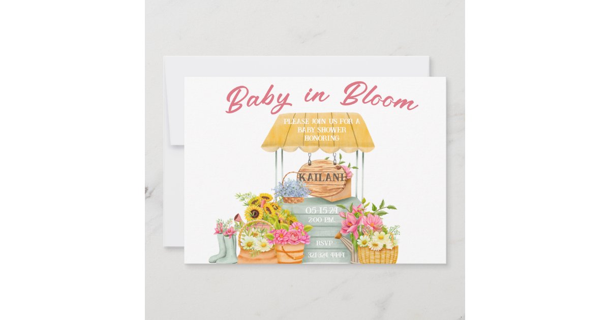 Baby in Bloom Flower Market Invitation | Zazzle