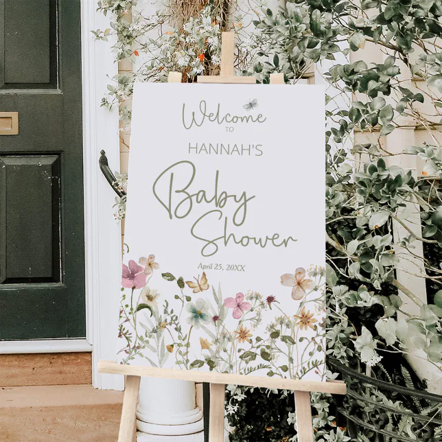Baby in Bloom Girl Baby Shower Welcome Sign | Zazzle