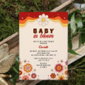 Baby In Bloom Groovy Retro Hippie Flowers Invitation | Zazzle