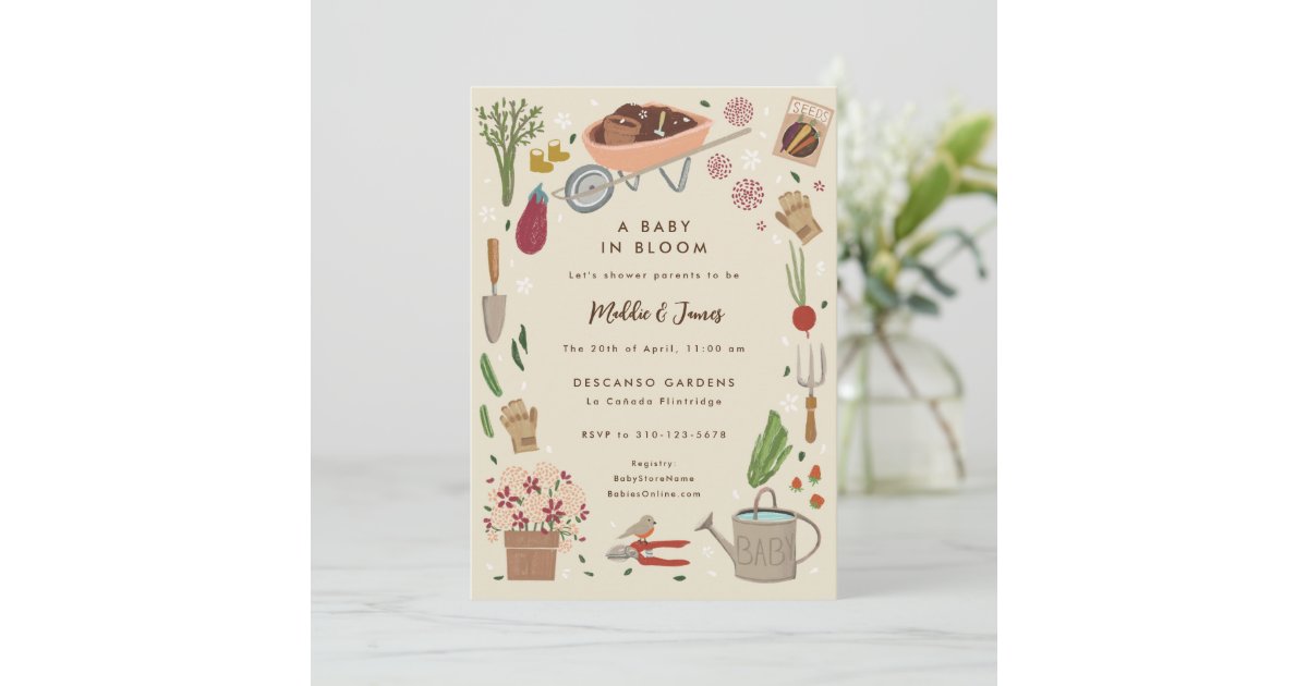 Baby In Bloom Growing Garden Family Baby Shower Invitation | Zazzle
