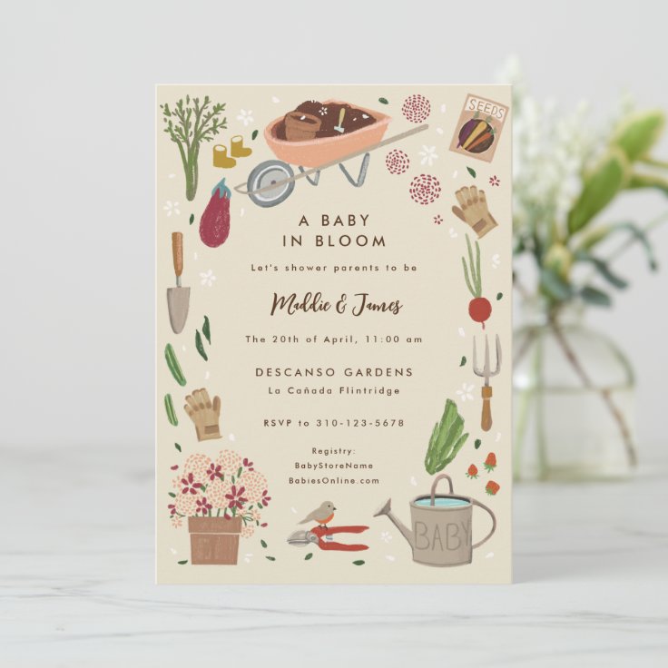 Baby In Bloom Growing Garden Family Baby Shower Invitation | Zazzle