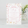 Baby in bloom Pink Bow ribbon frame baby shower Invitation | Zazzle