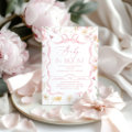 Baby in bloom Pink Bow ribbon frame baby shower Invitation | Zazzle