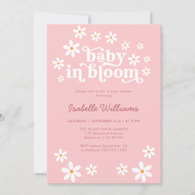 Baby in Bloom Pink Daisy Baby Shower Invitation | Zazzle