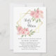 Baby in Bloom Pink Floral Gold Frame Baby Shower Invitation | Zazzle