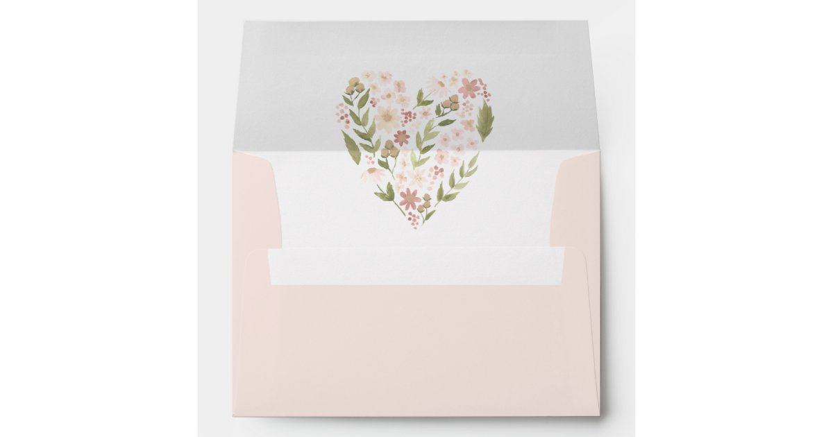 Baby in Bloom Pink Floral Heart Girl Baby Shower Envelope | Zazzle