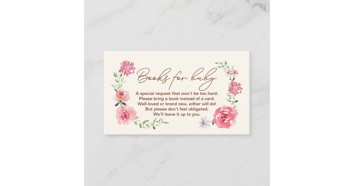 Baby in bloom shower Books for baby Request Enclosure Card | Zazzle