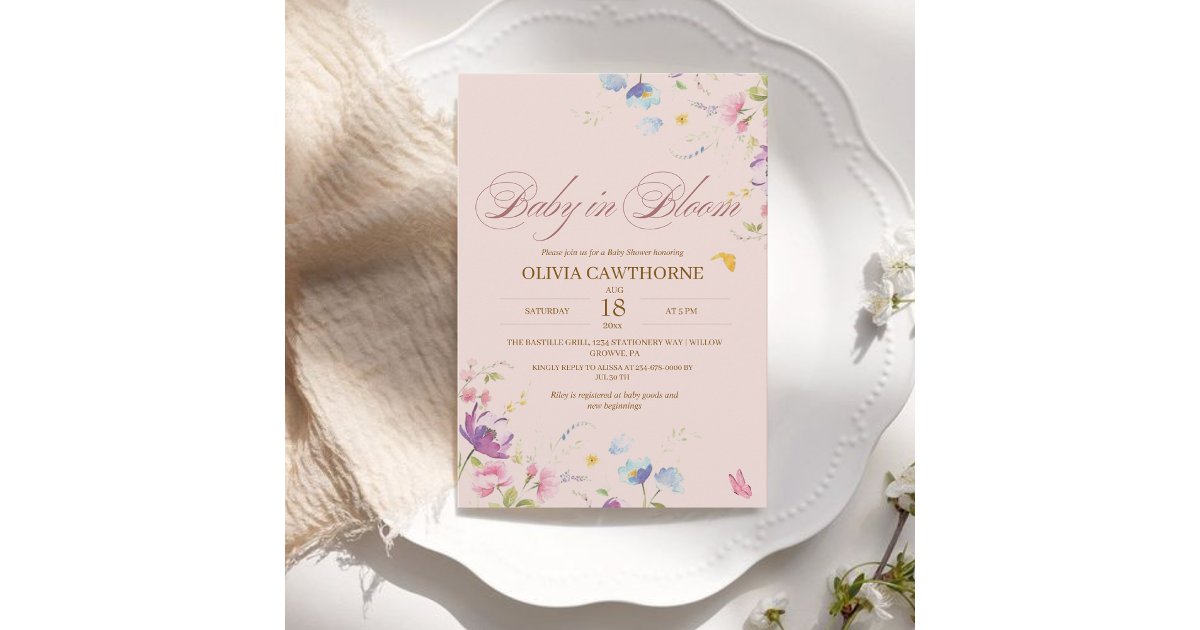Baby in Bloom Spring Baby Shower Invitation | Zazzle