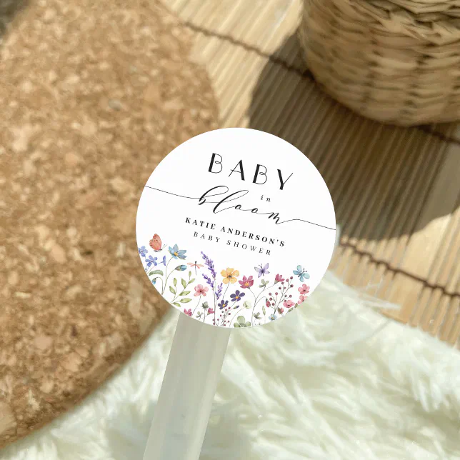 Baby in Bloom Spring Summer Floral Baby Shower Classic Round Sticker ...