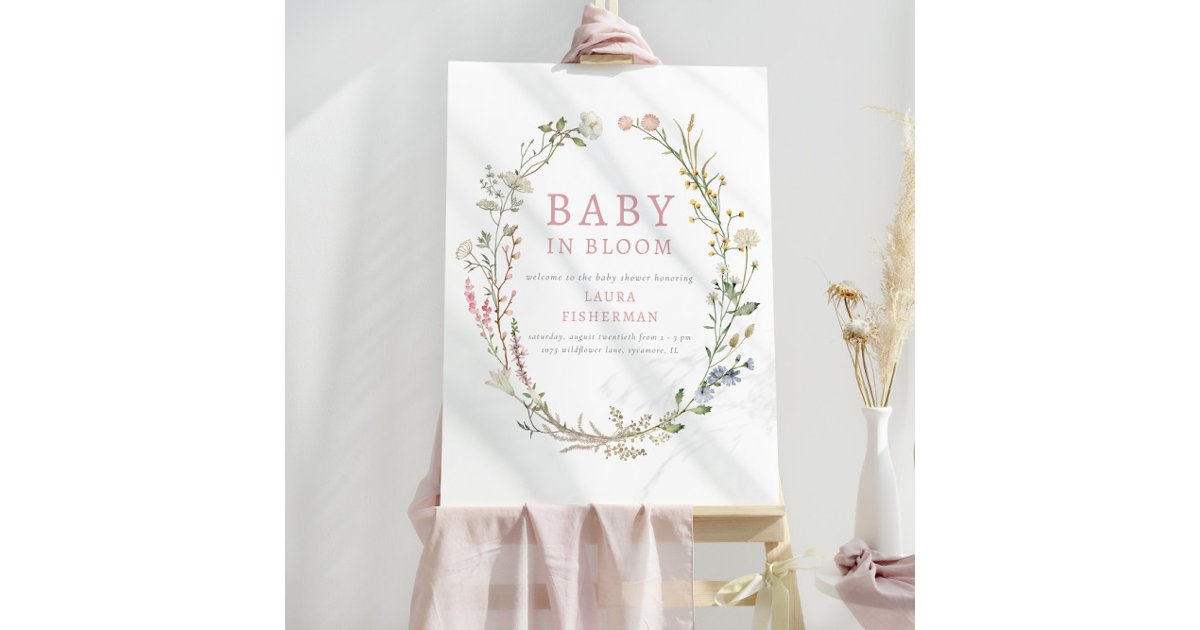 Baby in Bloom Spring Wildflower Welcome Sign | Zazzle