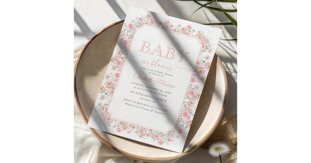 Baby in Bloom Summer Wildflower Meadow Baby Shower Invitation | Zazzle
