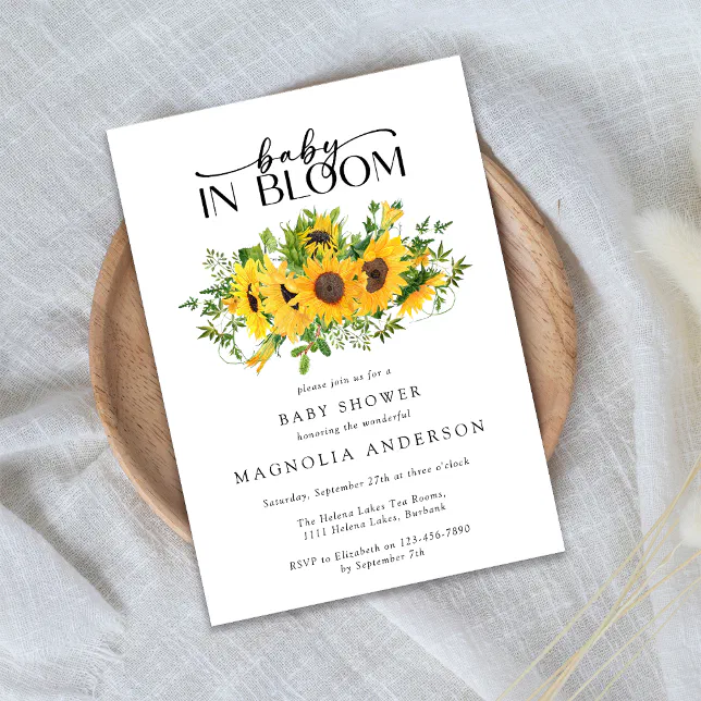 Baby in Bloom Sunflower Baby Shower Invitation | Zazzle