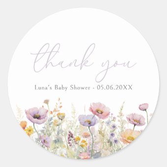 Baby In Bloom Wildflower Baby Shower Favor Sticker | Zazzle