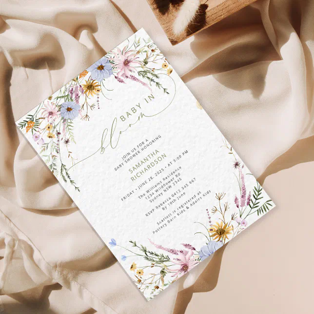 Baby in bloom Wildflower Baby Shower Invitation | Zazzle