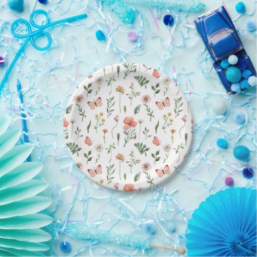 Baby in Bloom Wildflower baby shower Paper Plates | Zazzle