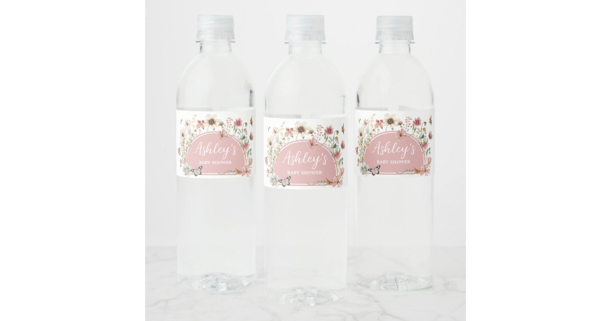Baby in Bloom Wildflower Baby Shower Water Bottle Label | Zazzle