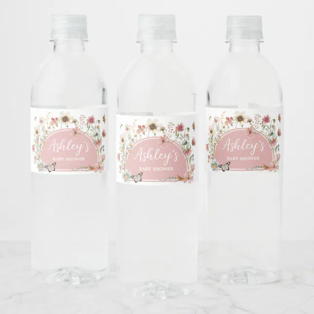 Baby in Bloom Wildflower Baby Shower Water Bottle Label | Zazzle