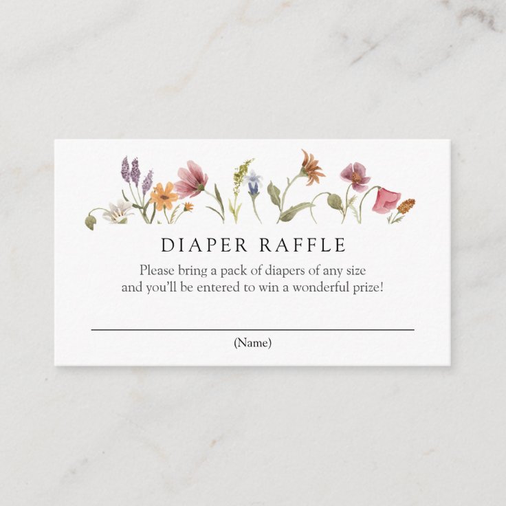 Baby in Bloom Wildflower Diaper Raffle Enclosure Card | Zazzle