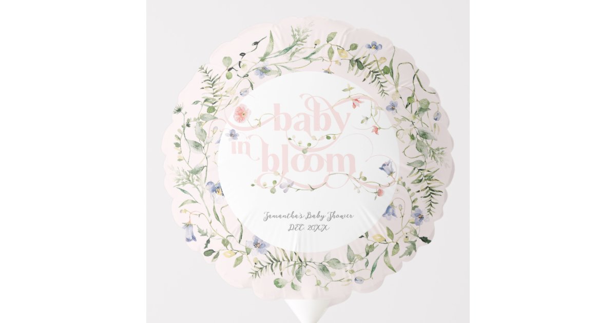 Baby in Bloom Wildflower Girl Pink Baby Shower Balloon | Zazzle