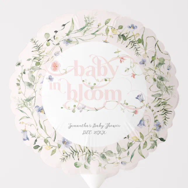 Baby in Bloom Wildflower Girl Pink Baby Shower Balloon | Zazzle