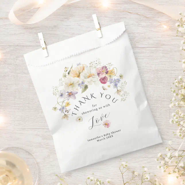 Baby in bloom Wildflower Rustic Baby Shower Favor Bag | Zazzle
