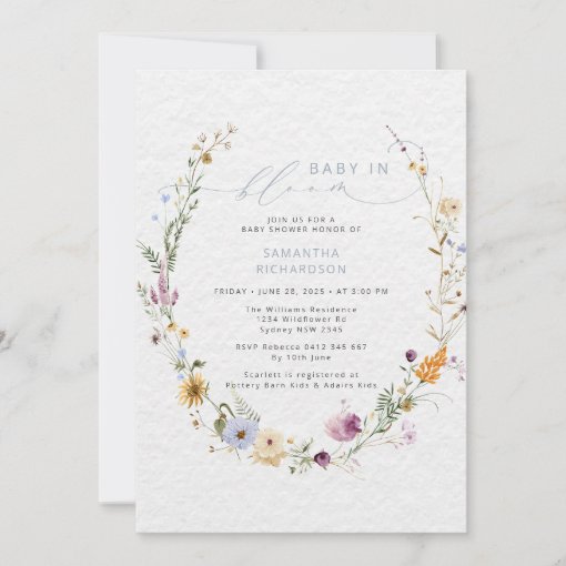 Baby in Bloom Wildflower Rustic Baby Shower Invitation | Zazzle