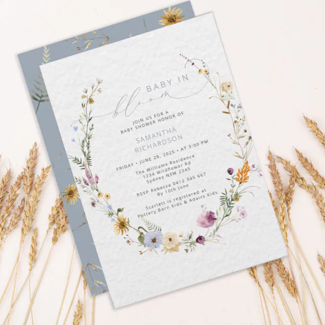 Baby in Bloom Wildflower Rustic Baby Shower Invitation | Zazzle