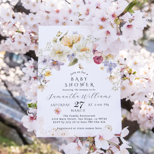 Baby in bloom Wildflower Rustic Baby Shower Invitation | Zazzle