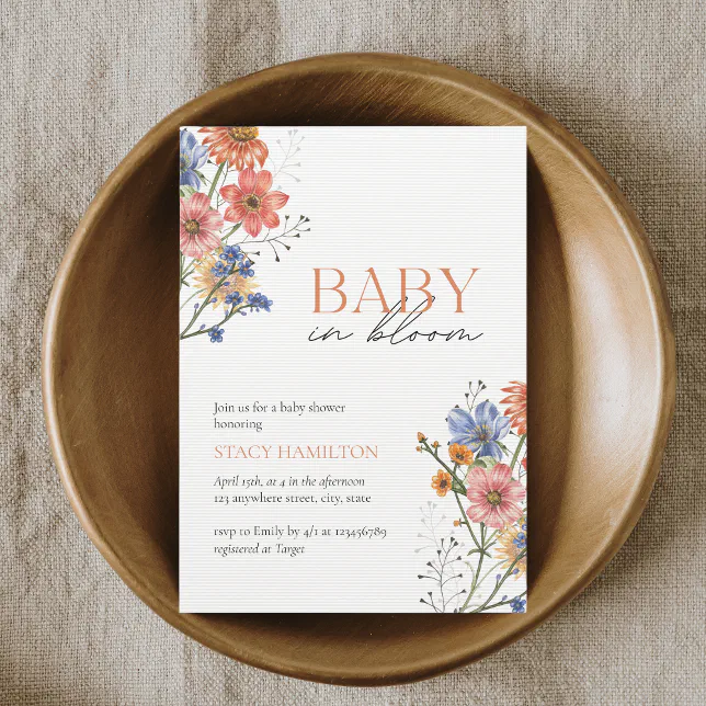 Baby in bloom Wildflower Spring Baby Shower Invitation | Zazzle