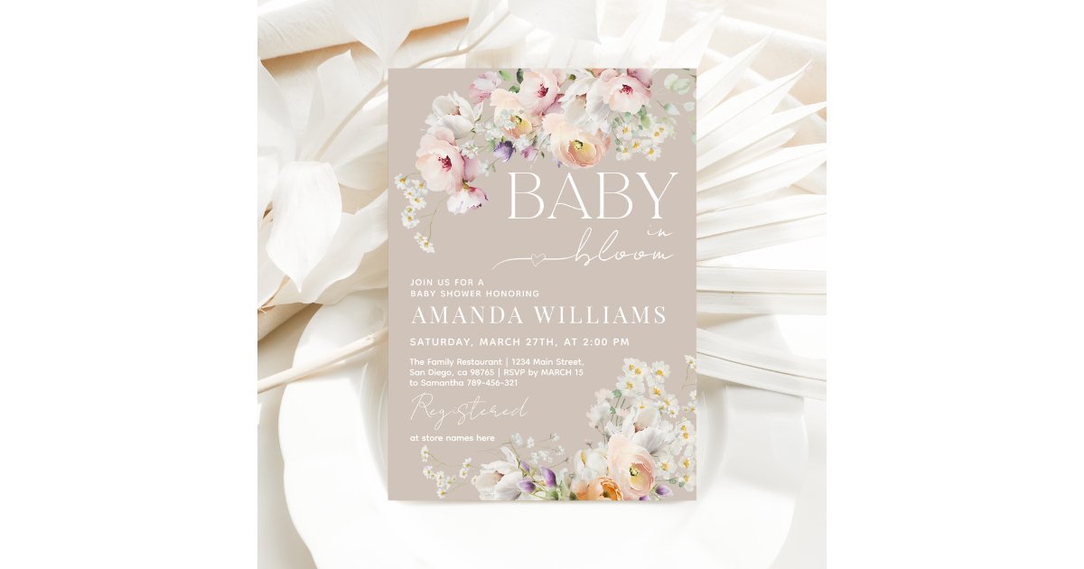 Baby in Bloom Wildflower Spring Baby Shower Invitation | Zazzle