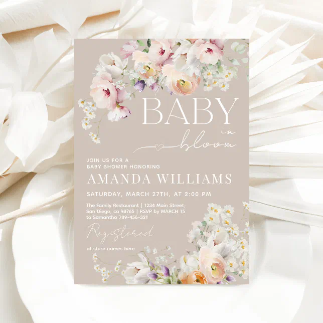 Baby in Bloom Wildflower Spring Baby Shower Invitation | Zazzle