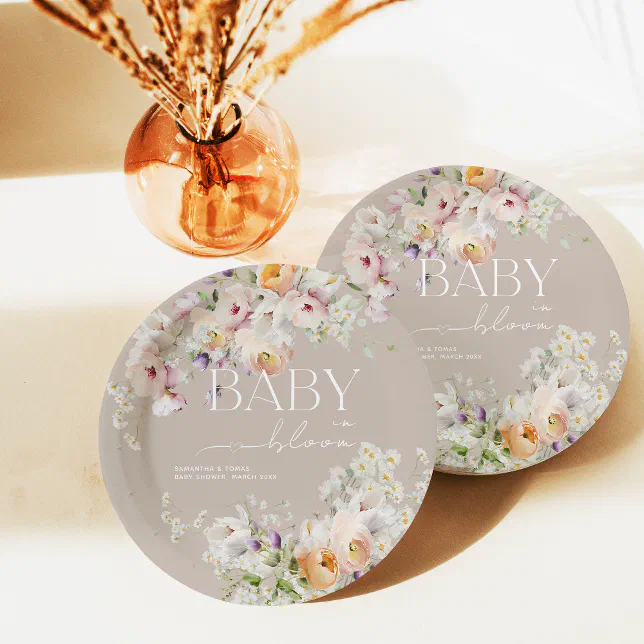 Baby in Bloom Wildflower Spring Baby Shower Paper Plates | Zazzle