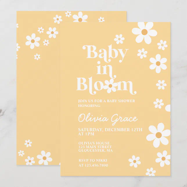 Baby in Bloom yellow Daisy Baby Shower Invitation | Zazzle