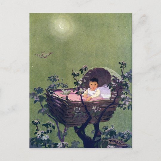 Baby in Cradle in Tree Lullaby Postcard | Zazzle.com