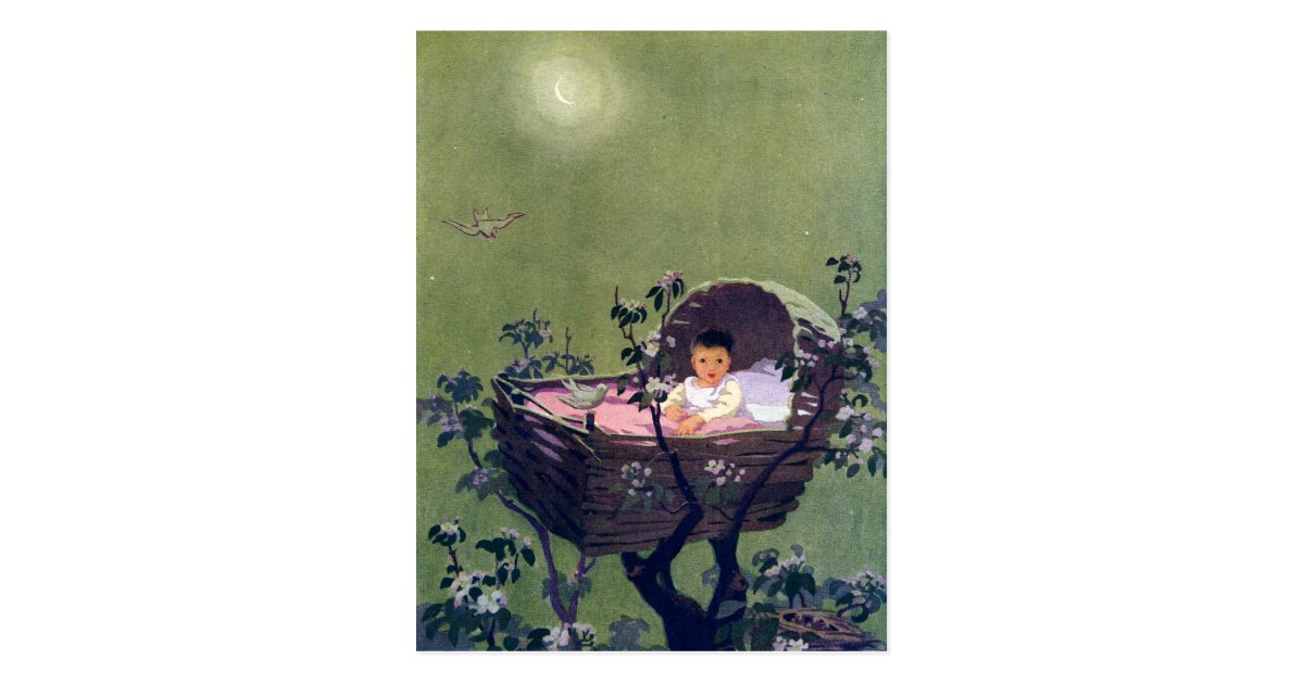 Baby in Cradle in Tree Lullaby Postcard | Zazzle.com