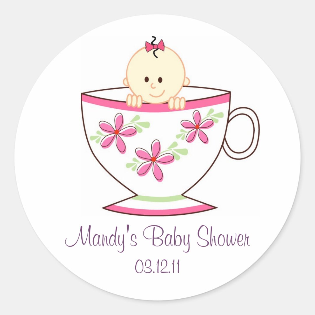 Baby in Tea Cup Stickers / Toppers | Zazzle