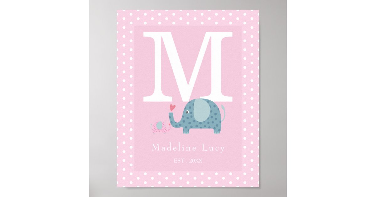 Baby Initial Monogram Nursery Poster | Zazzle