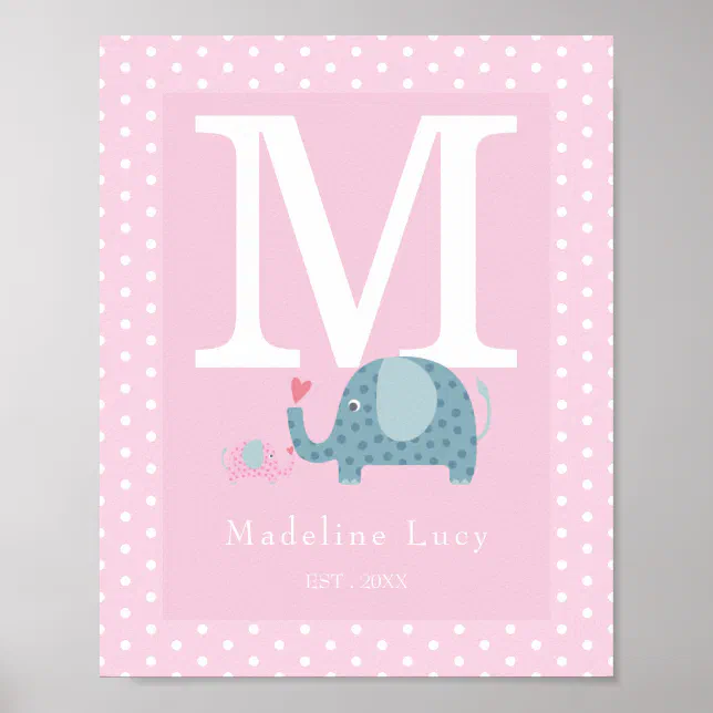 Baby Initial Monogram Nursery Poster | Zazzle