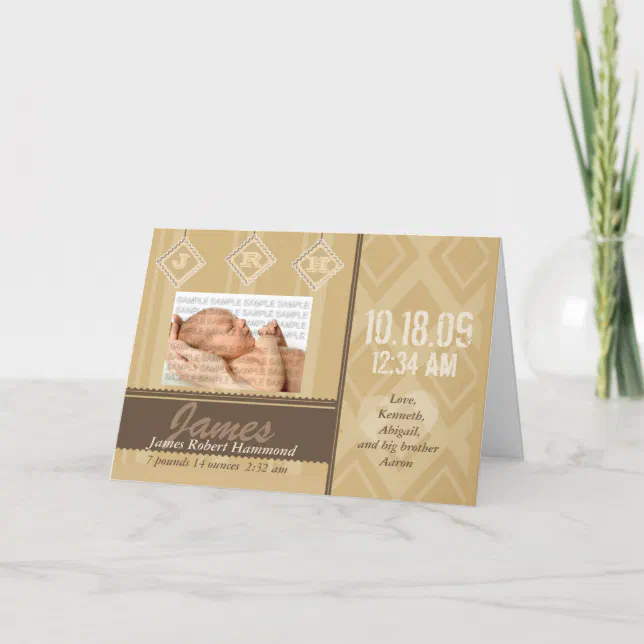 Baby Initials Birth Announcement Cards | Zazzle