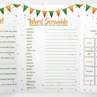 Baby Irish first 1st birthday party games Tri-Fold Invitation | Zazzle