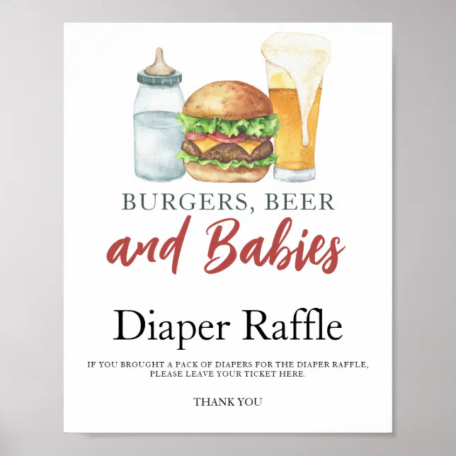 Baby is brewing beer baby shower diaper raffle poster | Zazzle