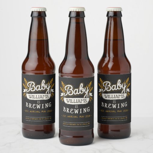 Baby Is Brewing Beer Label | Zazzle